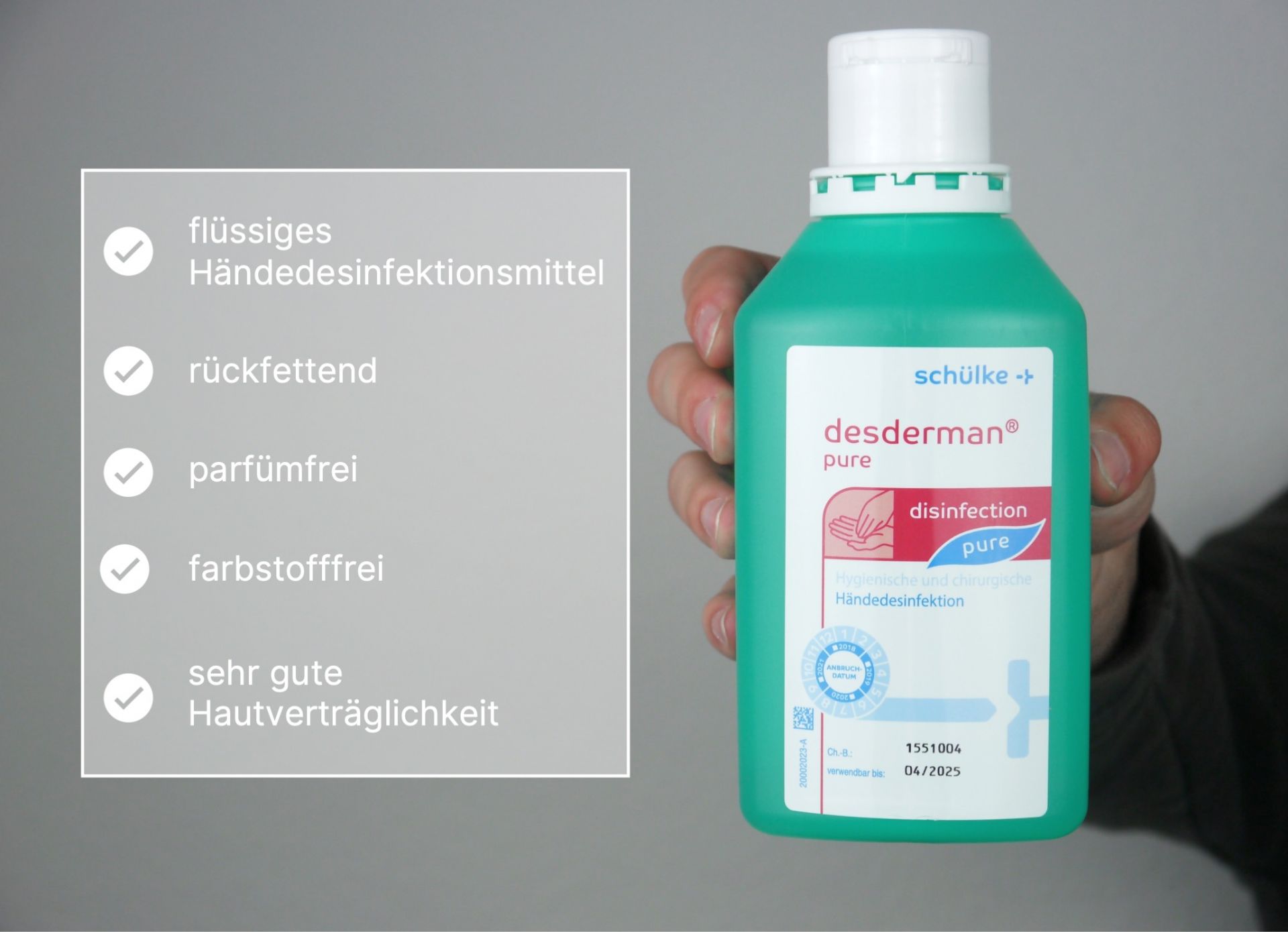 desderman pure - Händedesinfektionsmittel - Inhalt: 500 ml